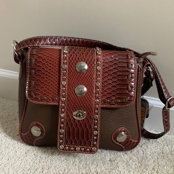 P & G Collection | Bags | P G Collection Brown Silver Stud Western ...
